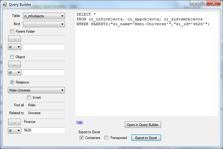 InfoStore Query Builder to Check Relations | bukhantsov.org